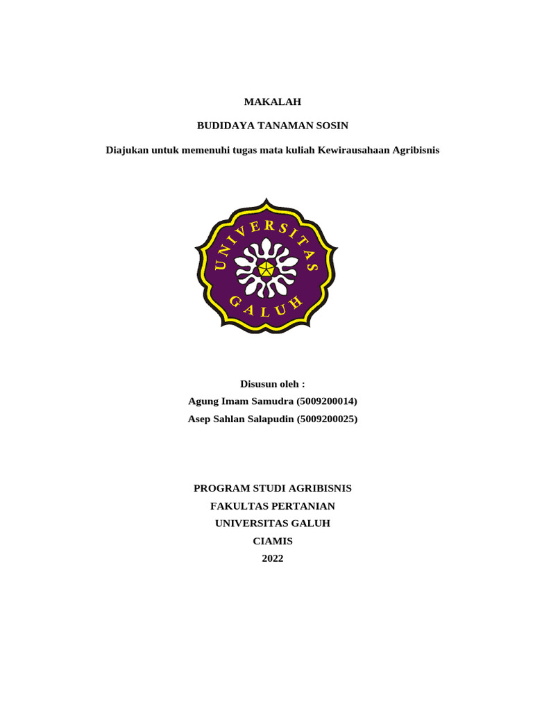 Budidaya dan Pemasaran Tanaman Sosin | PDF