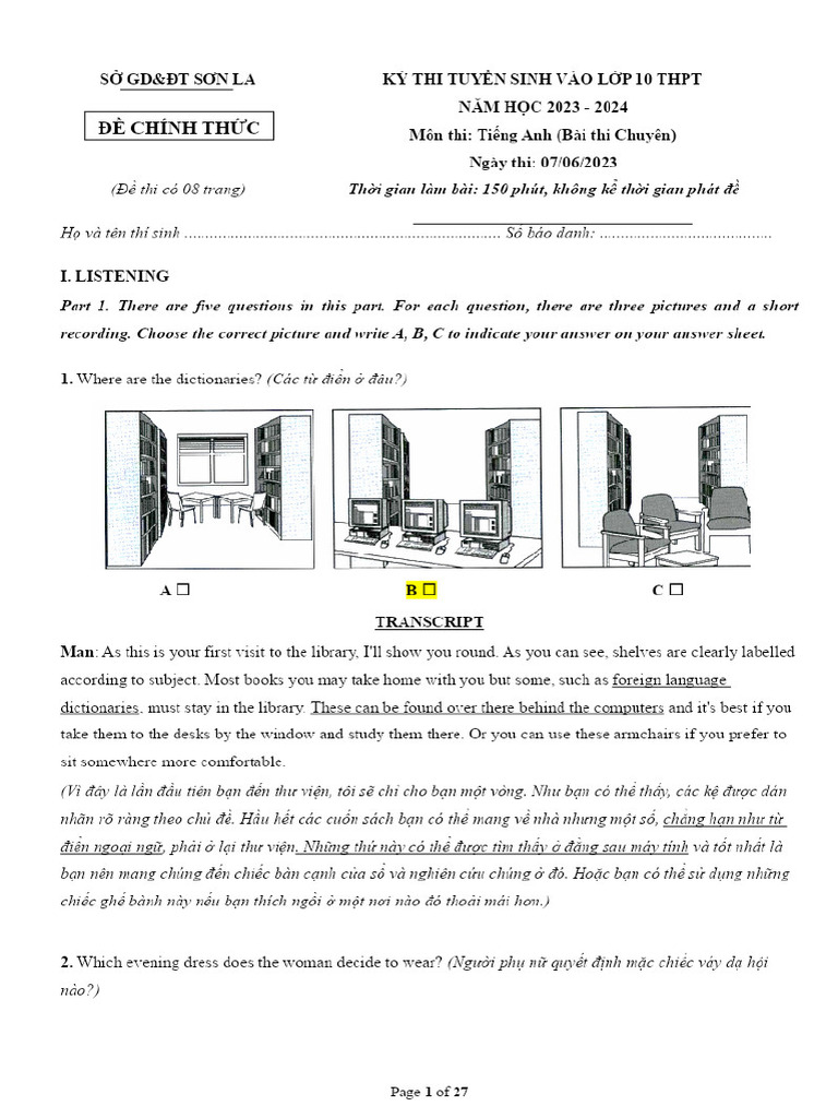 Dap An Chi Tiet de Thi Chuyen Anh Son La 20232024docx - 1600 - PDF - Gdrive.vip | PDF