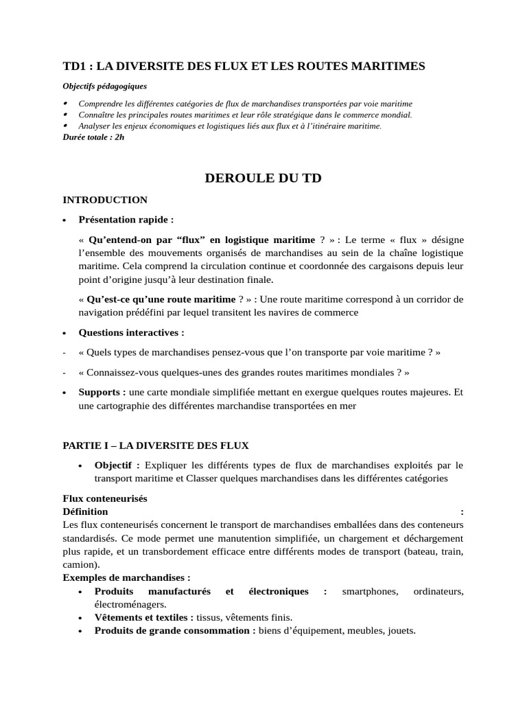 TD1 + Correction AVRIL 2025 | PDF | Transport | Canal de Panama