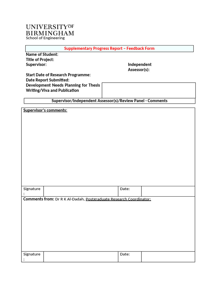 After 36 Months Supplimentary Reports - Feedback Form 18-19 | PDF