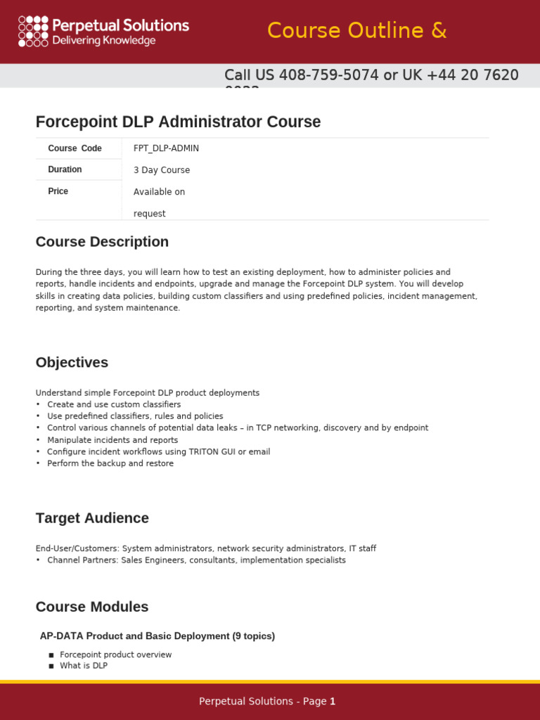 Forcepoint DLP Admin Course Overview | PDF | Computer Network ...