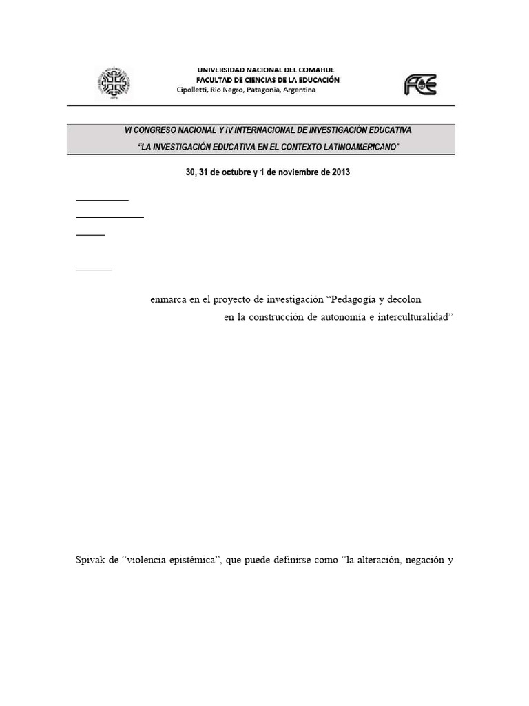 RODRÍGUEZ DE ANCA y VILLARREAL Interculturalidad y Decolonialidad | PDF ...