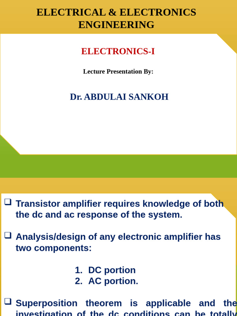 Electronics I Ppt Lecture Note 02 Pdf Bipolar Junction Transistor