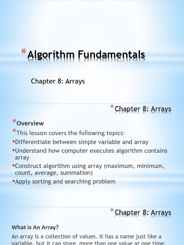 07 CSC415 Chapter 8 Arrays | PDF | Control Flow | Computer Data