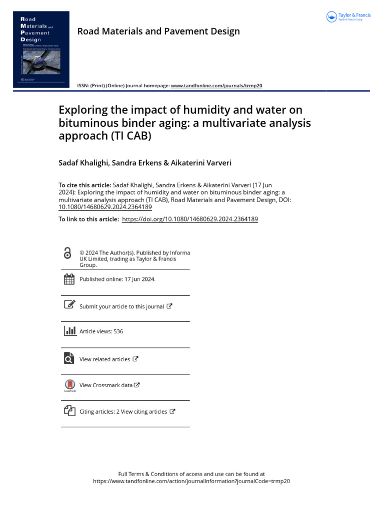 Exploring The Impact of Humidity and Water On Bituminous Binder Aging A ...