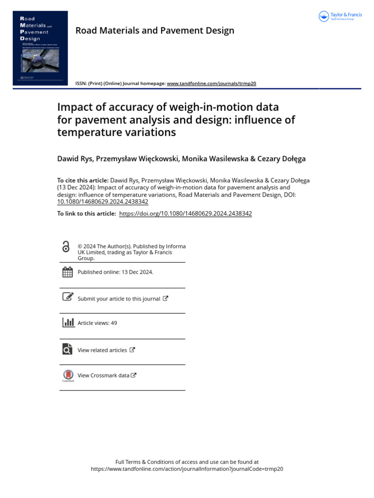 Impact of Accuracy of Weigh-In-motion Data For Pavement Analysis and Design Influence of ...