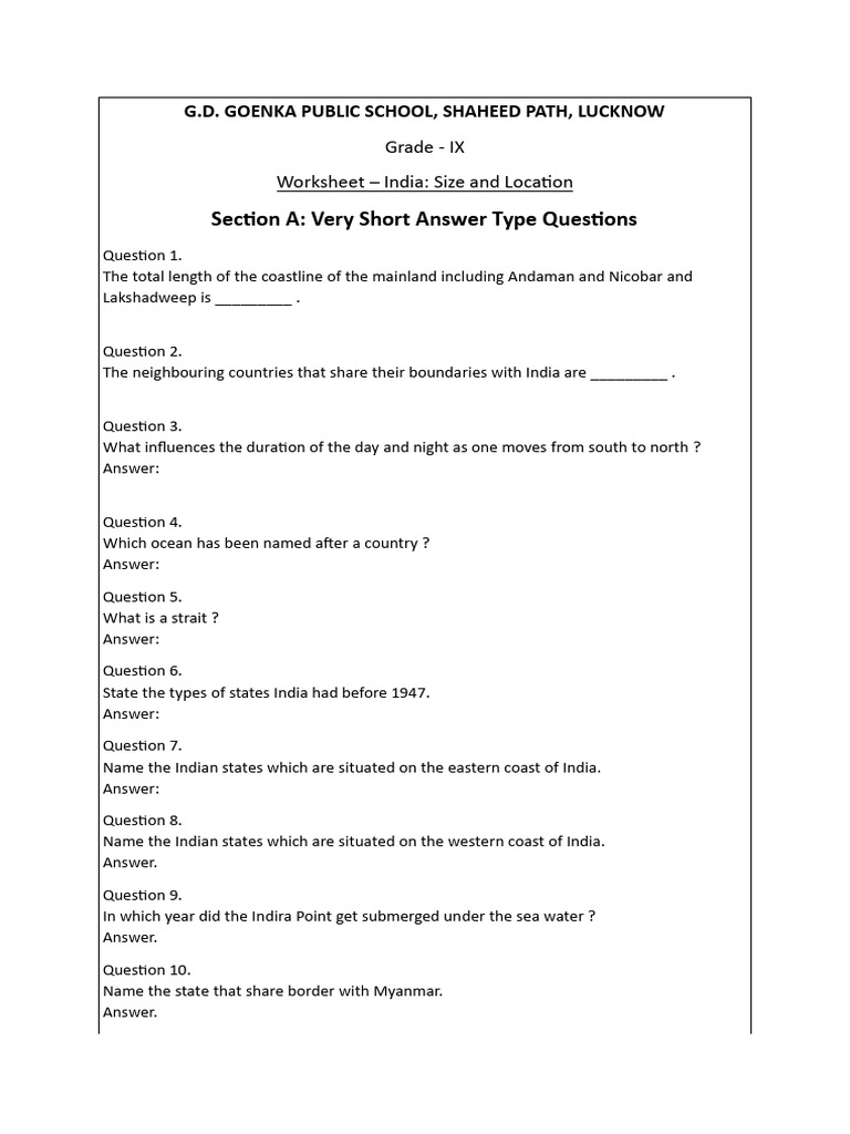 Geography Chapter 1 Worksheet | PDF