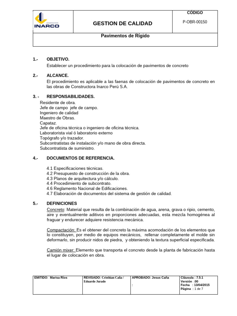 P-OBR-00150 Proc Pavim de Concret | PDF | Hormigón