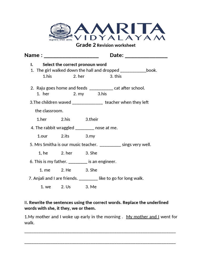 Revision Worksheet | PDF
