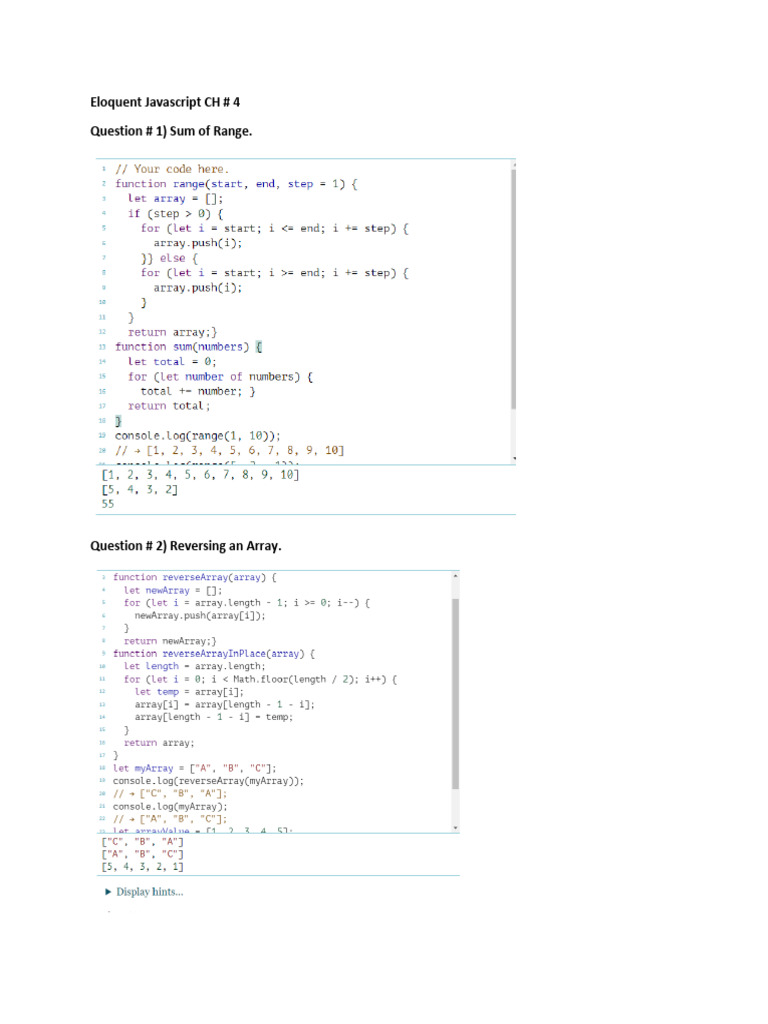 Eloquent Javascript Chapter 4 | PDF