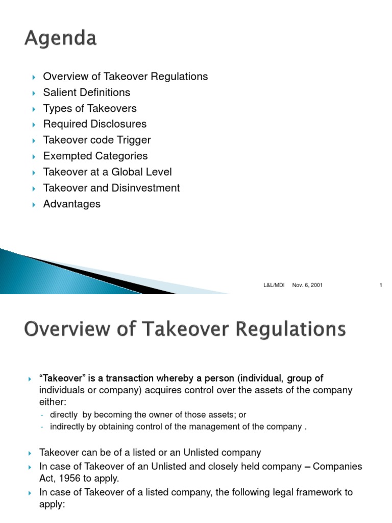Presentation Takeover | PDF | Takeover | Board Of Directors