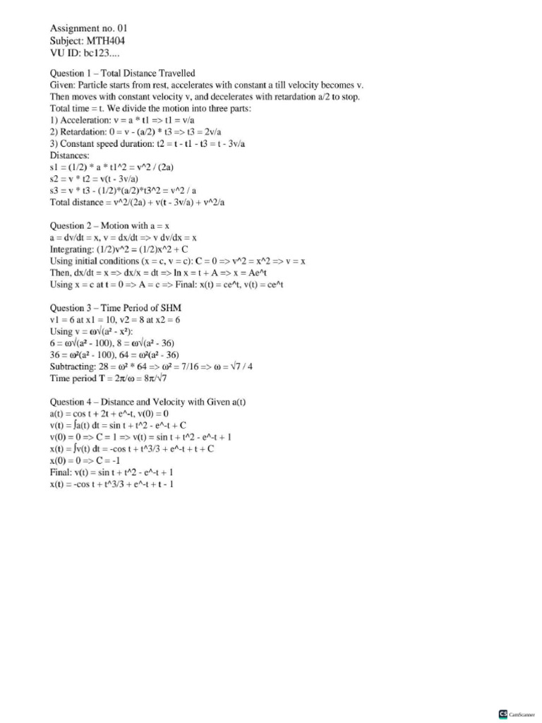 Mth404 Assignment 1 Sample Solution | PDF