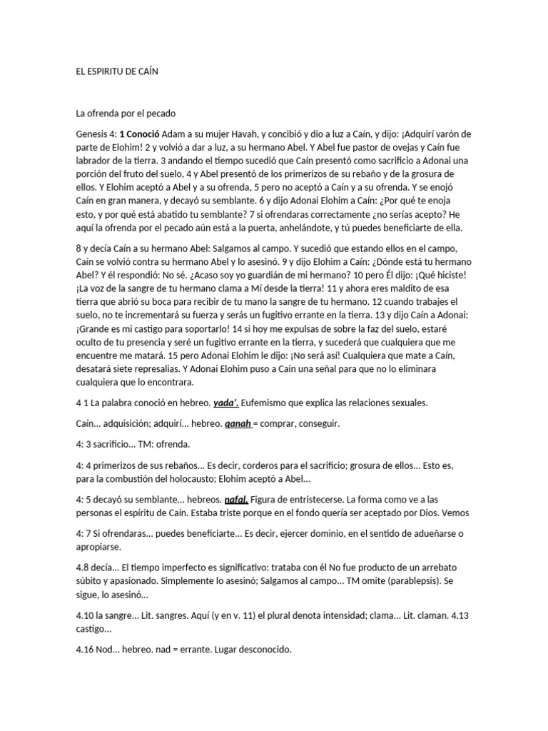 El Espiritu de Caín | PDF | Amor | Pecado
