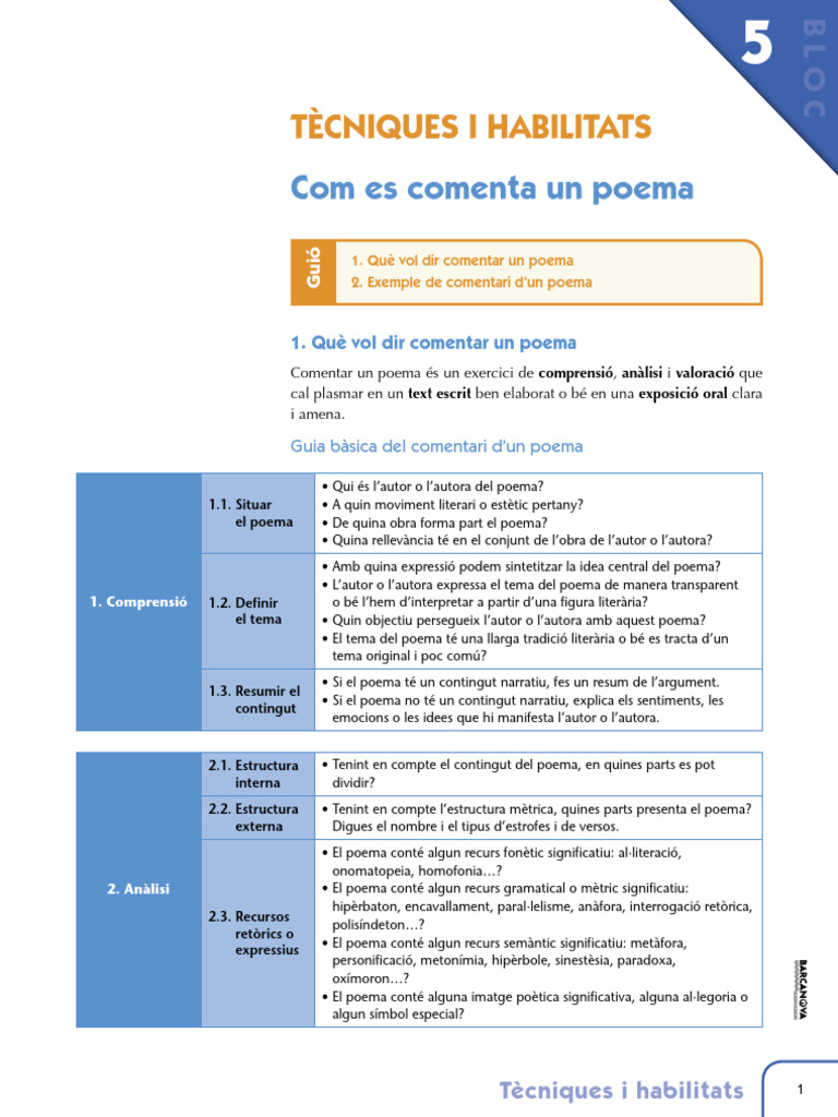 Comentari dun poema | PDF