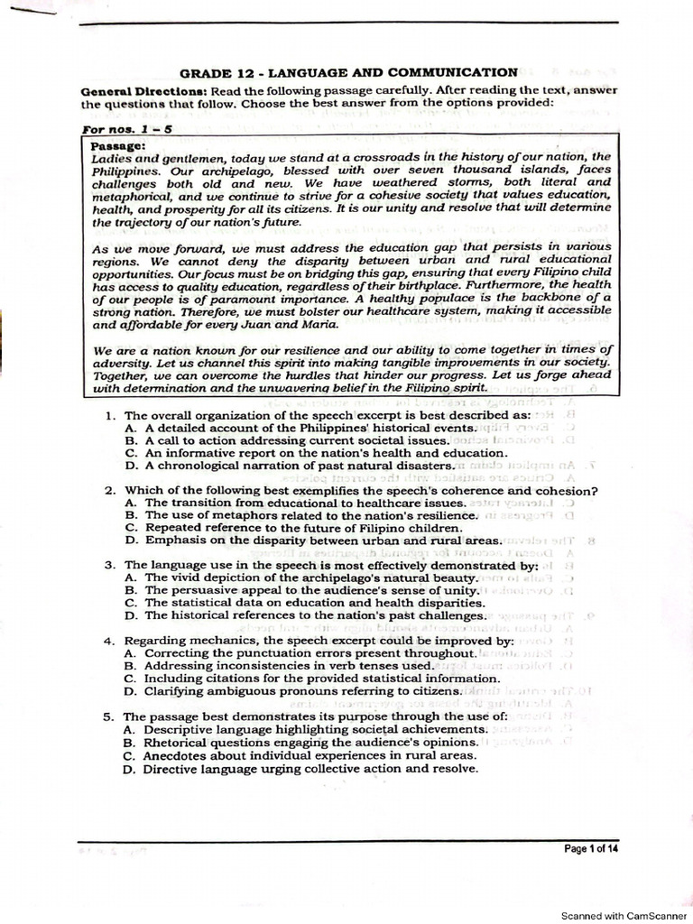 Language and Communication NAT Reviewer | PDF