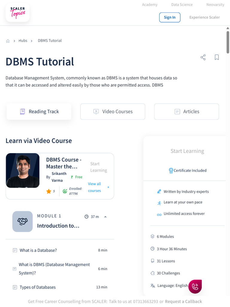 DBMS Tutorial _ What is a Database Management System_ - Scaler Topics | PDF | Databases ...