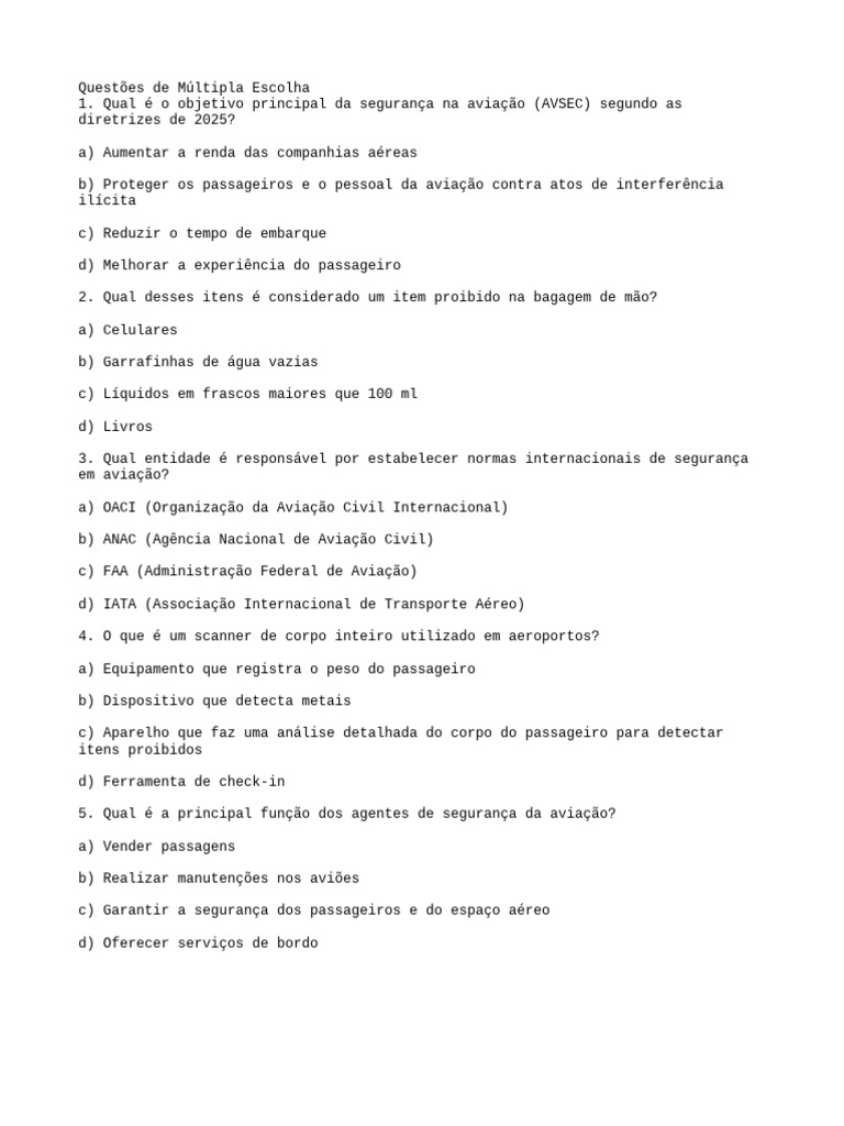 perguntas para prova | PDF