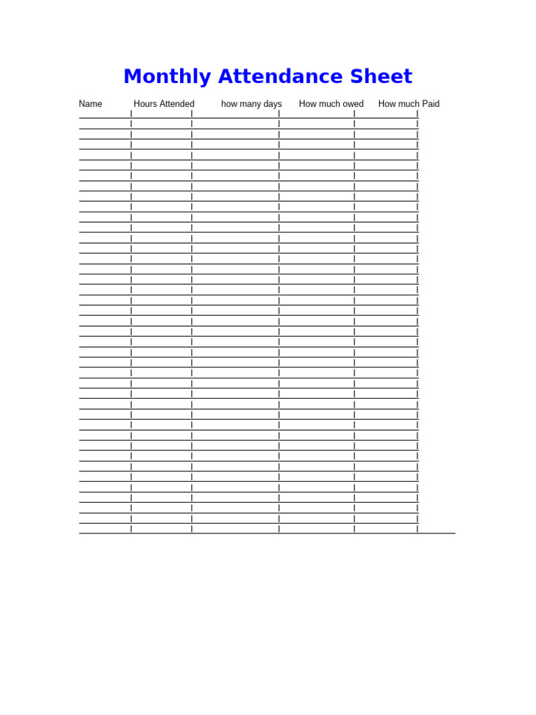 Attendance Monthly | PDF