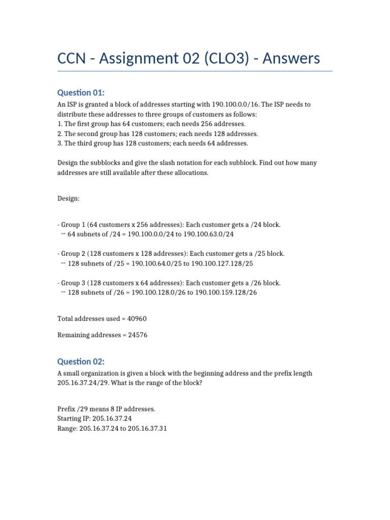 ISP Address Allocation and Subnetting Guide | PDF
