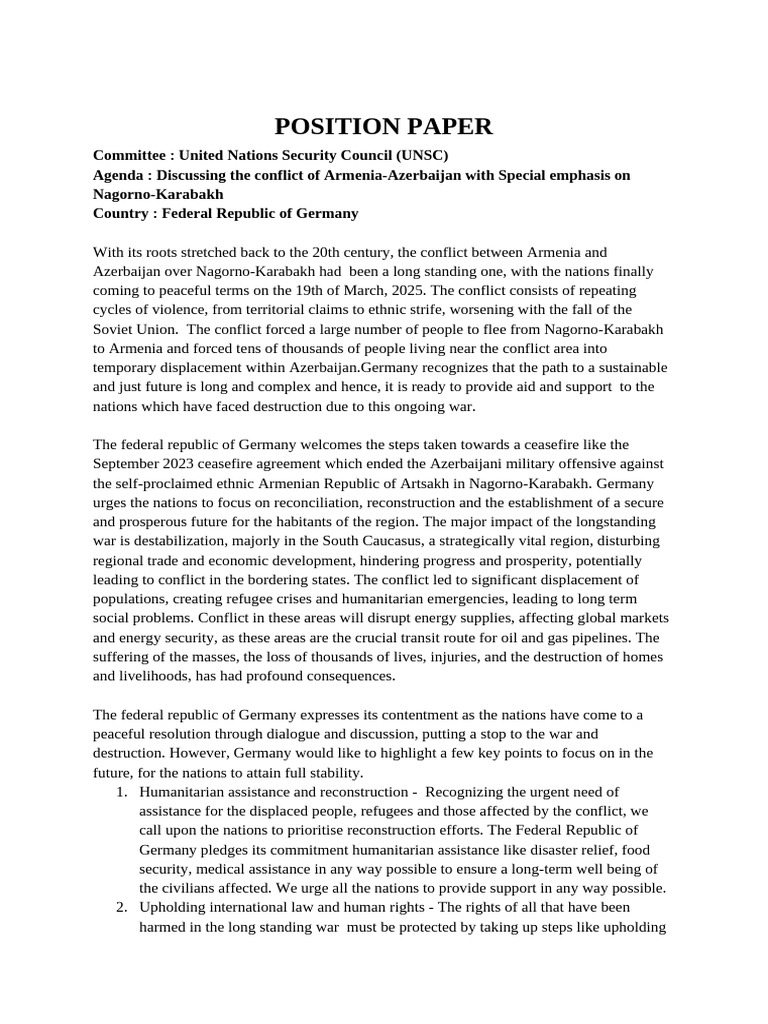 Position Paper - Unsc - Federal Republic of Germany | PDF ...
