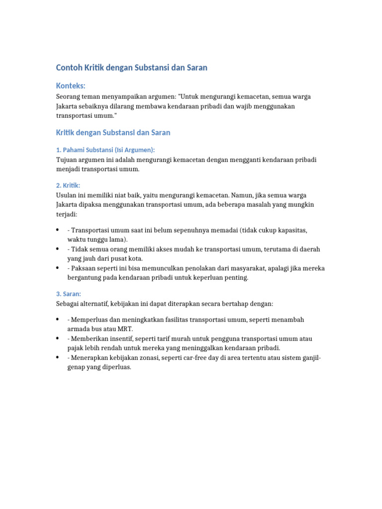 Contoh Kritik Dengan Substansi Dan Saran | PDF