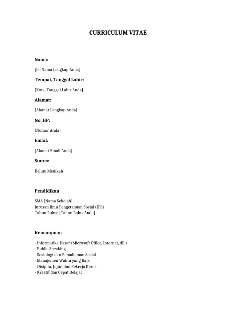 CV Lamaran Apotek King Farma | PDF