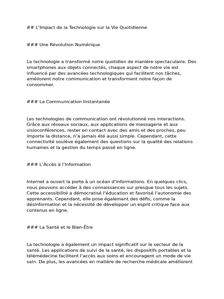 Impact de la Technologie Quotidienne | PDF | Application | la communication