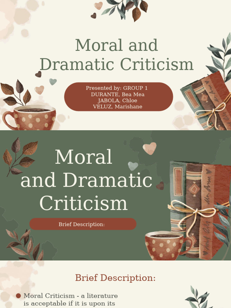 Moral and Dramatic Criticism | PDF | Morality