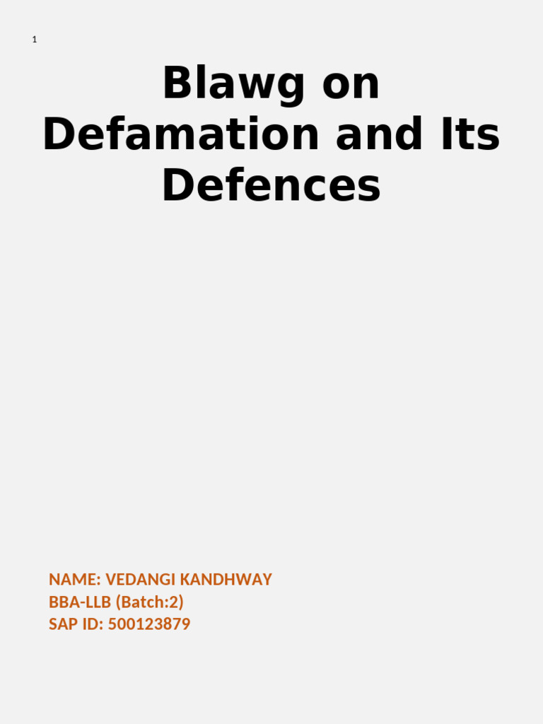 Blawg On Defamation and Its Defences | PDF | Defamation | Public Law