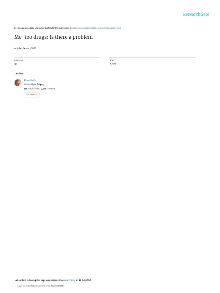 Me-Too Drugs Is There A Problem | PDF | Generic Drug | Clinical Trial