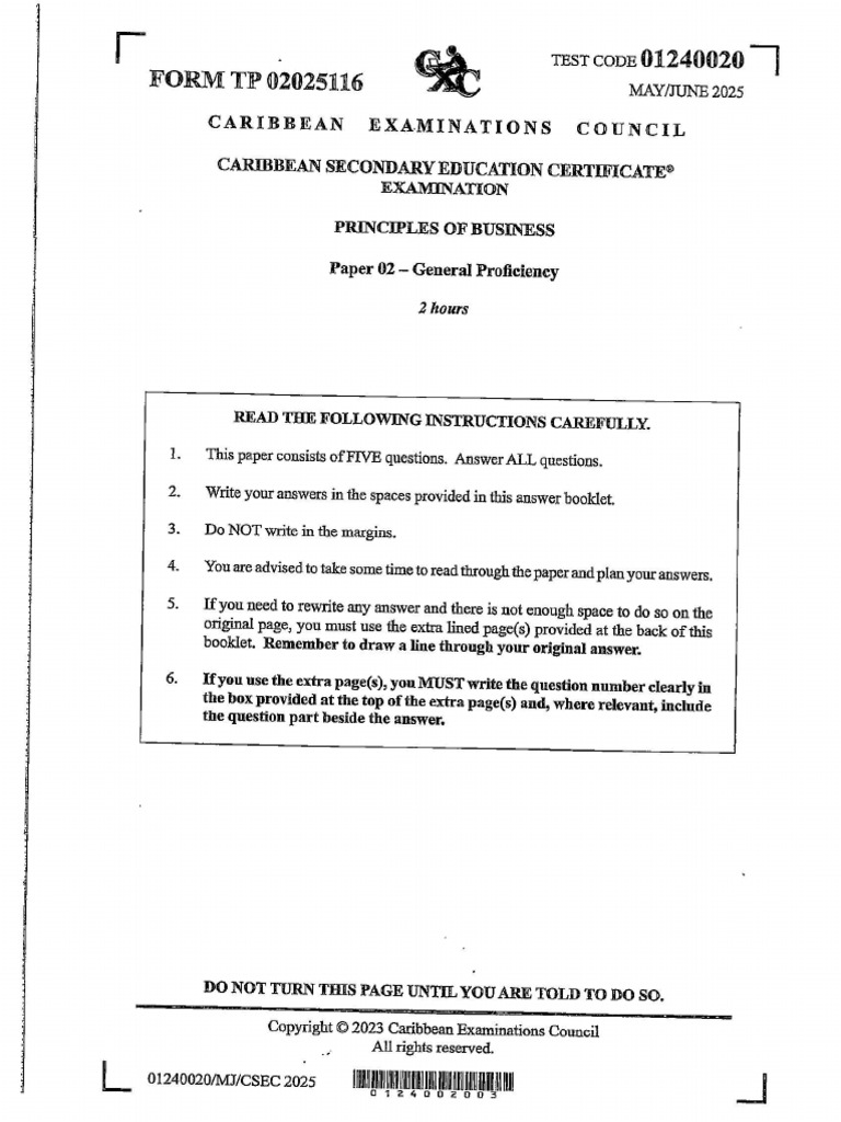 Csec Pob 2025 p02 | PDF