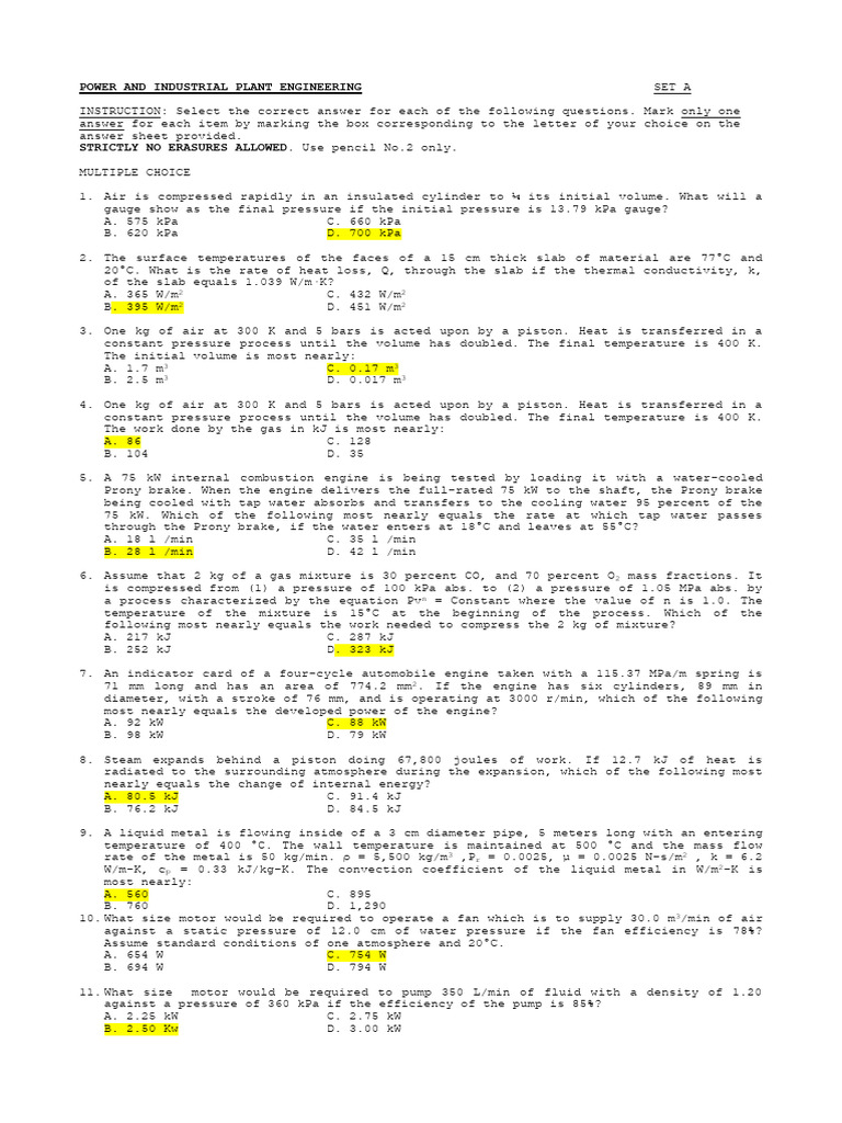 2017 Pipe Board Questions With Minimal Answers No Solution | PDF | Pump ...