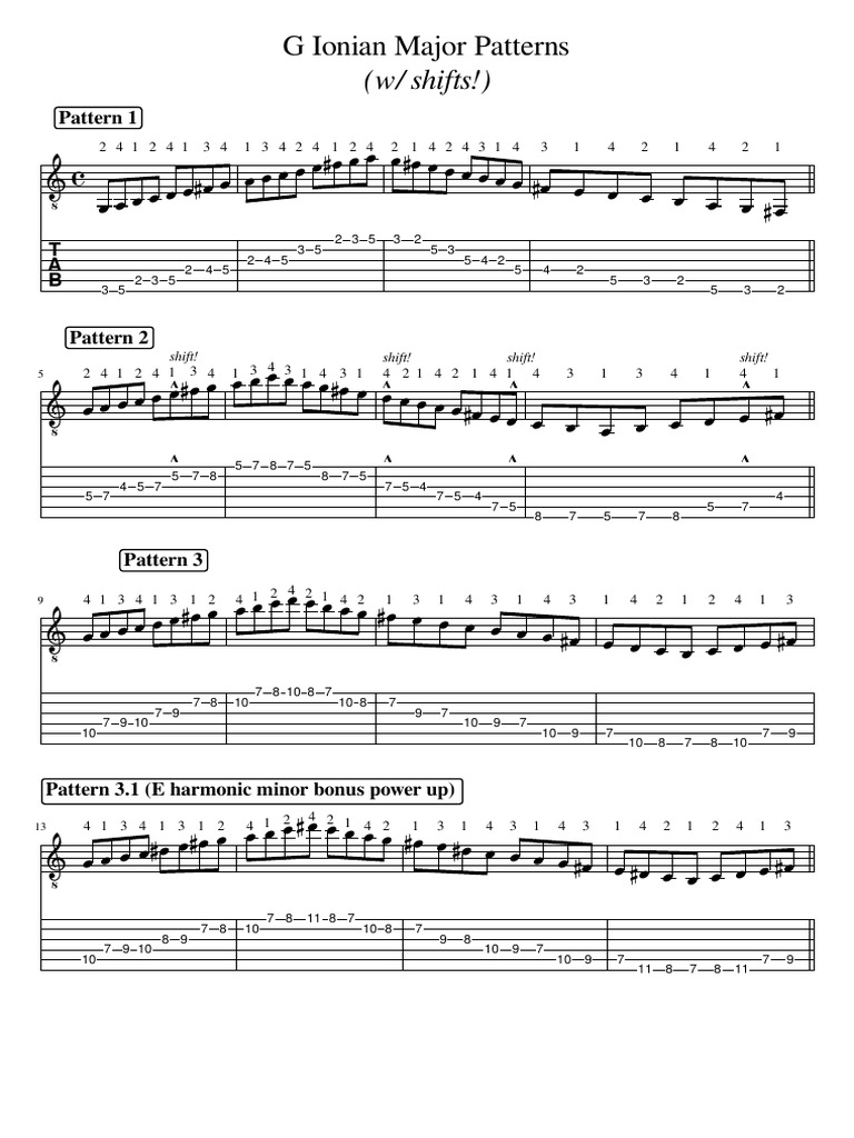 G Ionian Major Patterns | PDF
