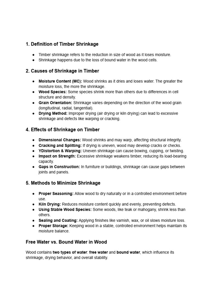 Shrinkage in Timber Notes | PDF | Lumber | Building Engineering