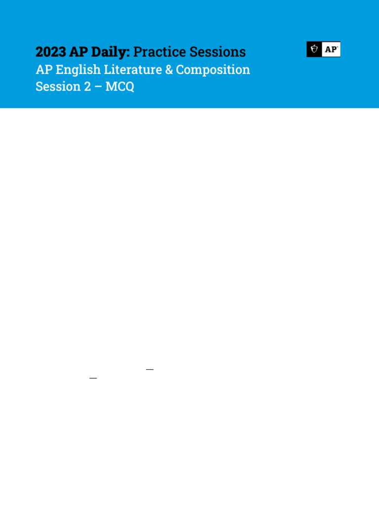 Session 2 English Literature Composition 2023 AP Daily Practice ...