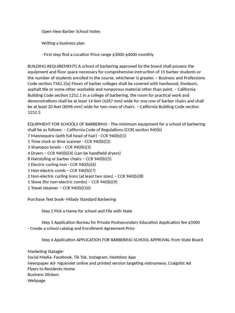 Open New Barber School Notes | PDF