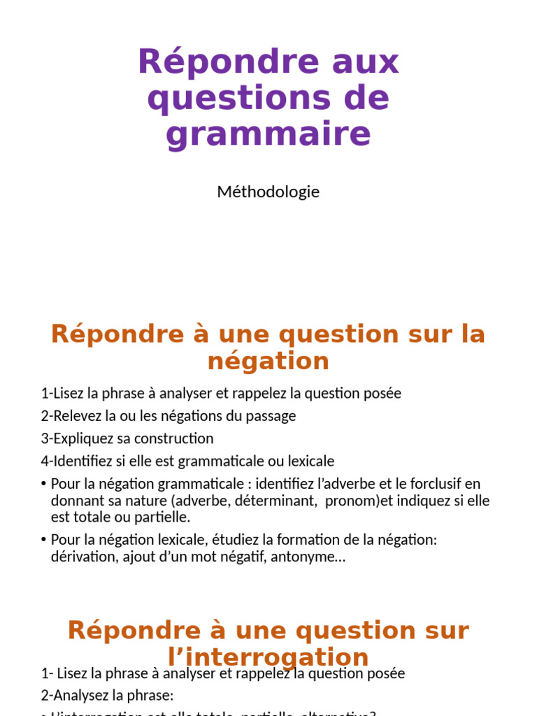 Méthodologie des questions de grammaire | PDF | Phrase | Clause