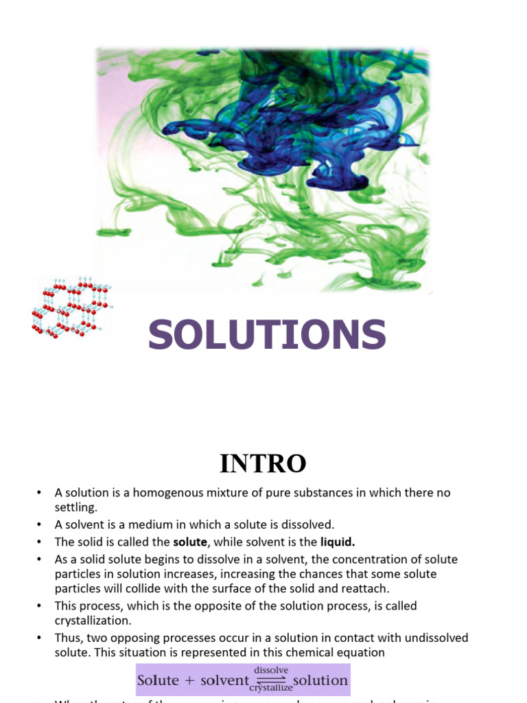 Solutions and Their Properies | PDF | Solubility | Solvation