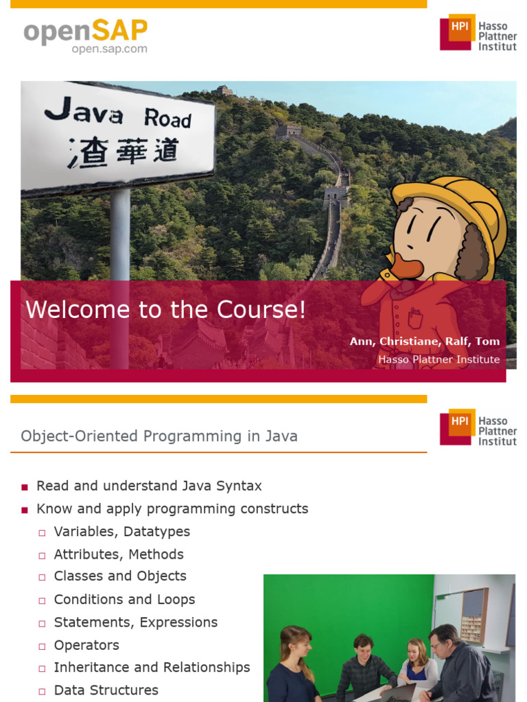 openSAP_java1_Intro_Unit_0_welcome | PDF