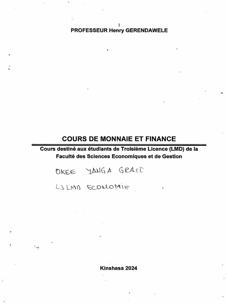 Cours Monnaie Finance | PDF