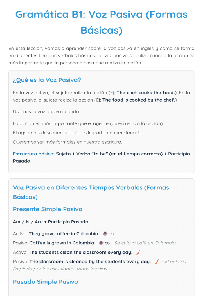 Gramatica b1 Voz Pasiva | PDF
