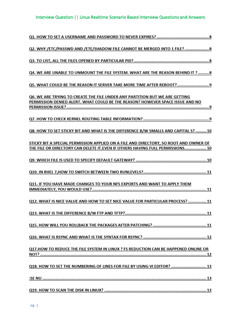 Linux Realtime Scenario Based Interview Questions and Answers | PDF | Domain Name System | File ...
