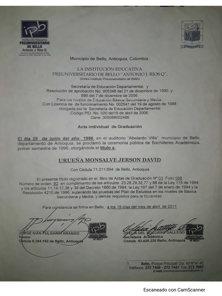 Certificado Estudio Itm | PDF