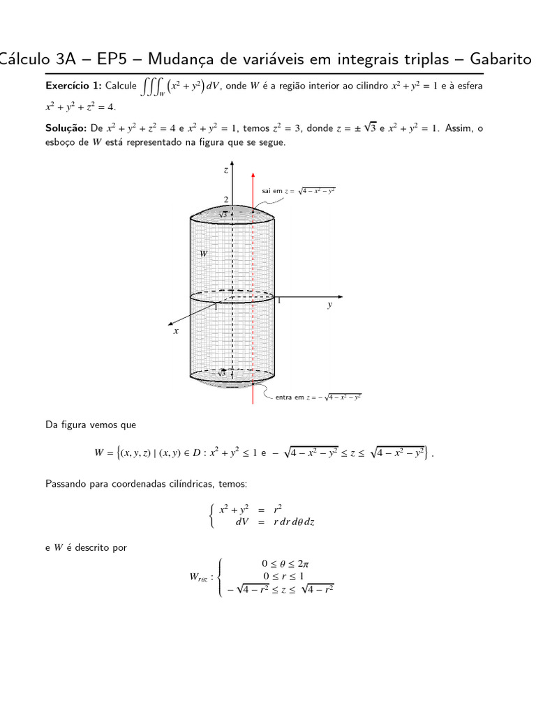 Mudança de Variáveis em Integrais Triplas | PDF | Esfera | Geometria ...