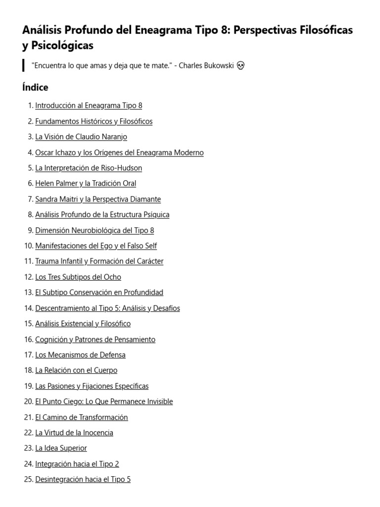 Informe Del Eneagrama Tipo 8 - La Confrontación y El Camino Hacia La ...