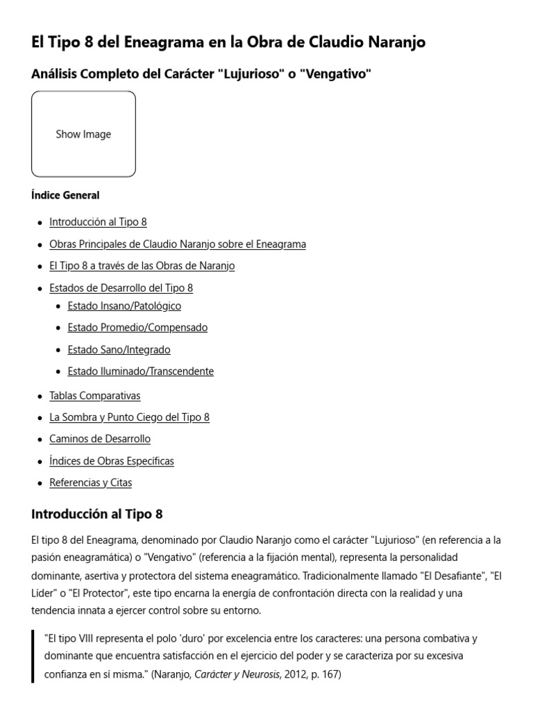 El Tipo 8 Del Eneagrama Según Claudio Naranjo | PDF | Eneagrama de la personalidad | Ciencias ...