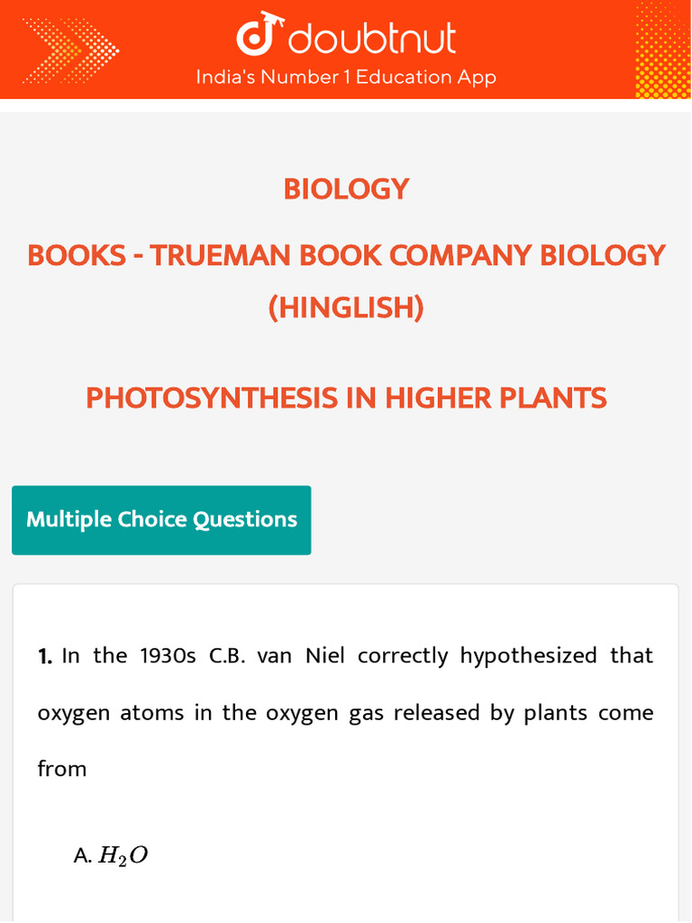 Photosynthesis MCQs for Biology Students | PDF | Photosynthesis ...