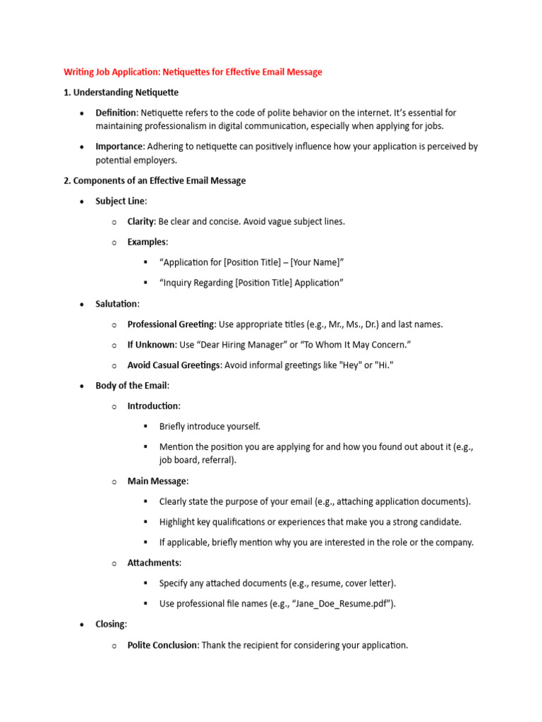 Job Application Email Netiquette Guide | PDF | Résumé | Linked In