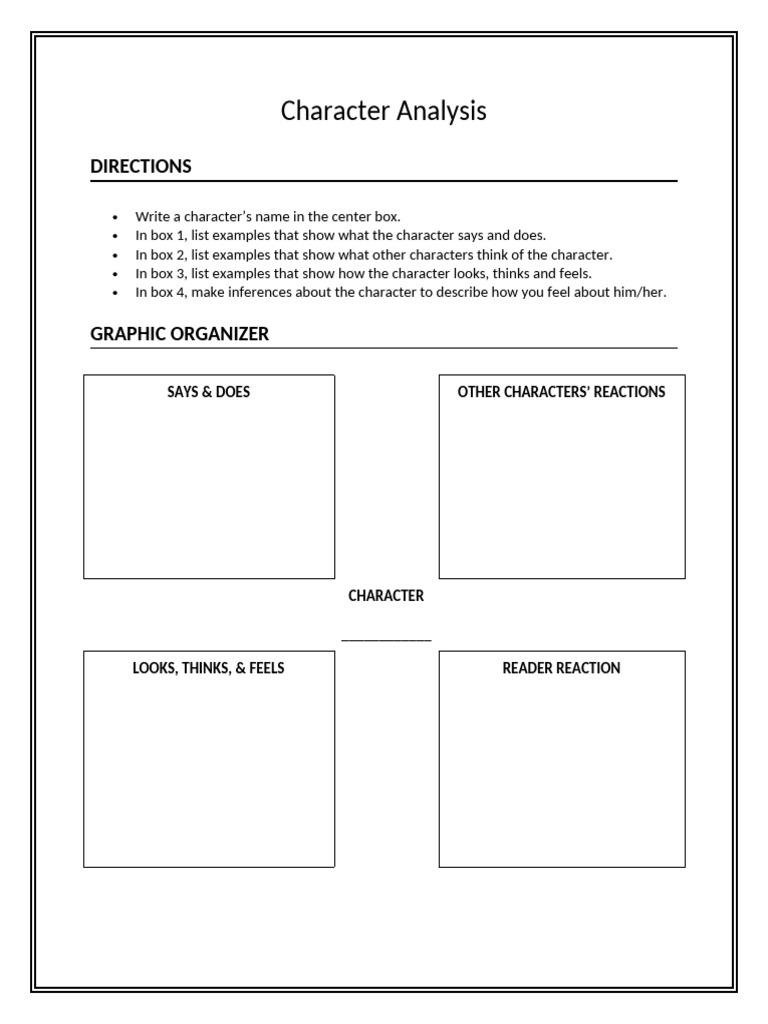 Character Analysis Graphic Organizer | PDF
