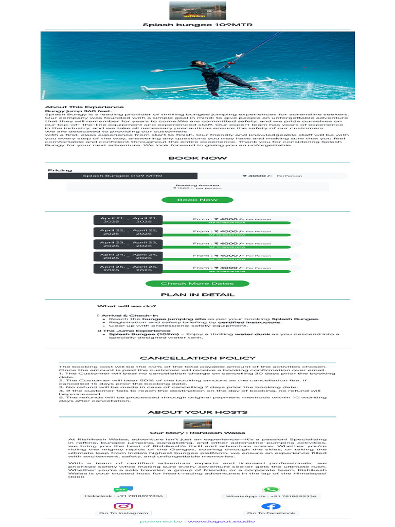 Splash Bungee 109MTR Rishikesh Walaa | PDF